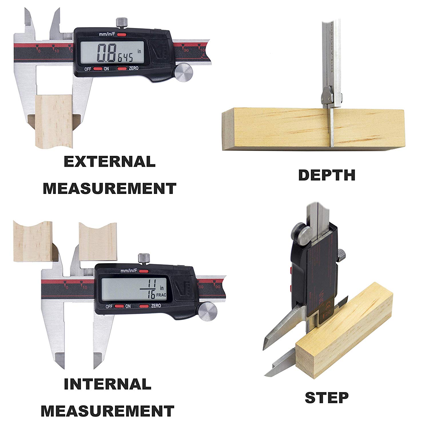 Digital Vernier Caliper Stainless Steel Range 0-300mm/0-12 Inch VINCA ...